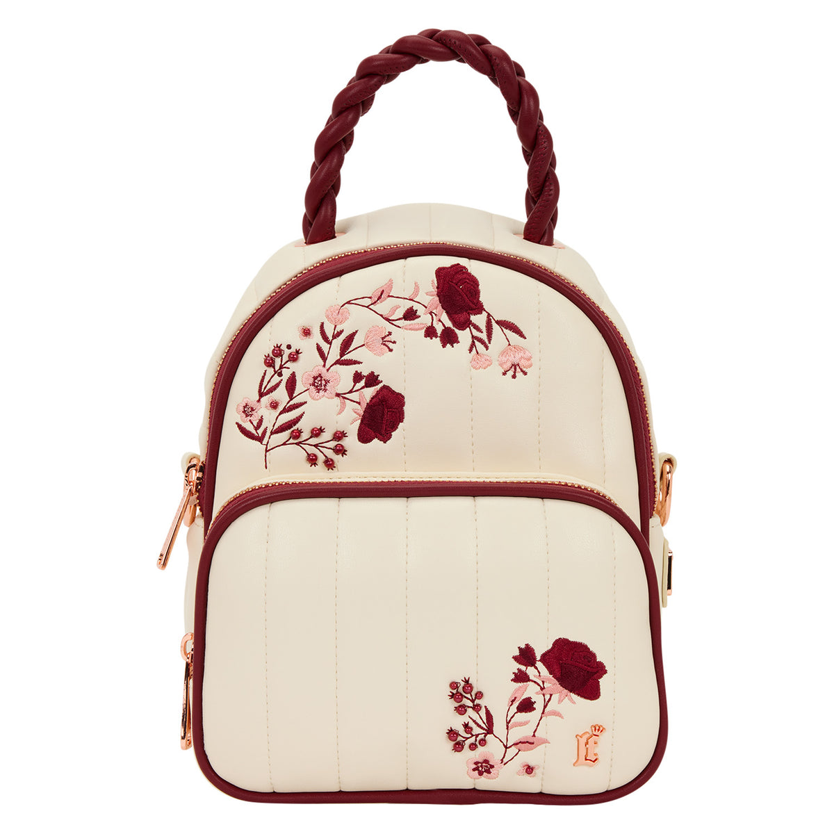 Cream & Red Floral Loungefly Convertible Mini Backpack & Crossbody Bag ...